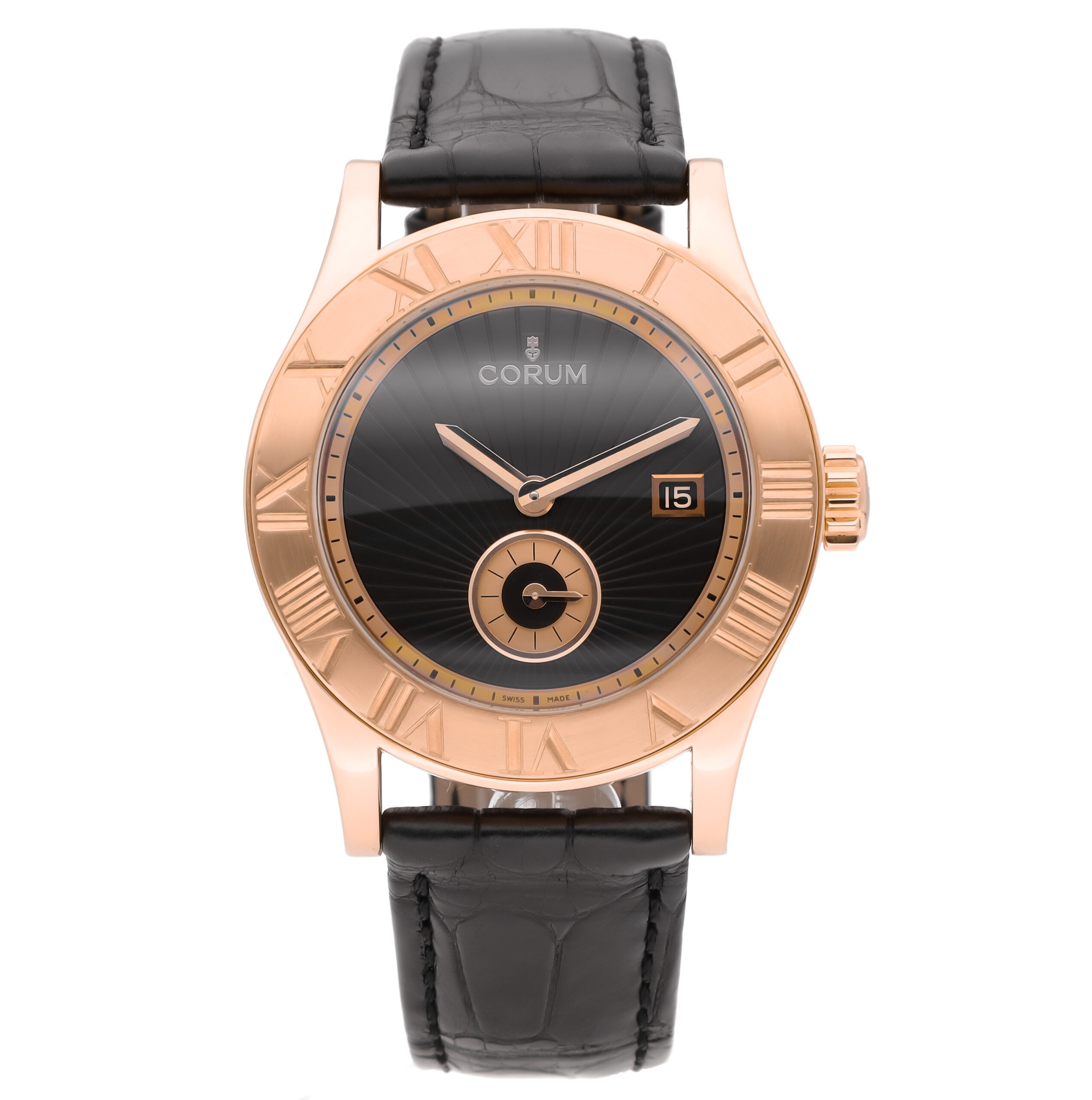 Corum Romvlvs 18k Rose Gold Black Dial 41mm Automatic Men's Watch R295 ...