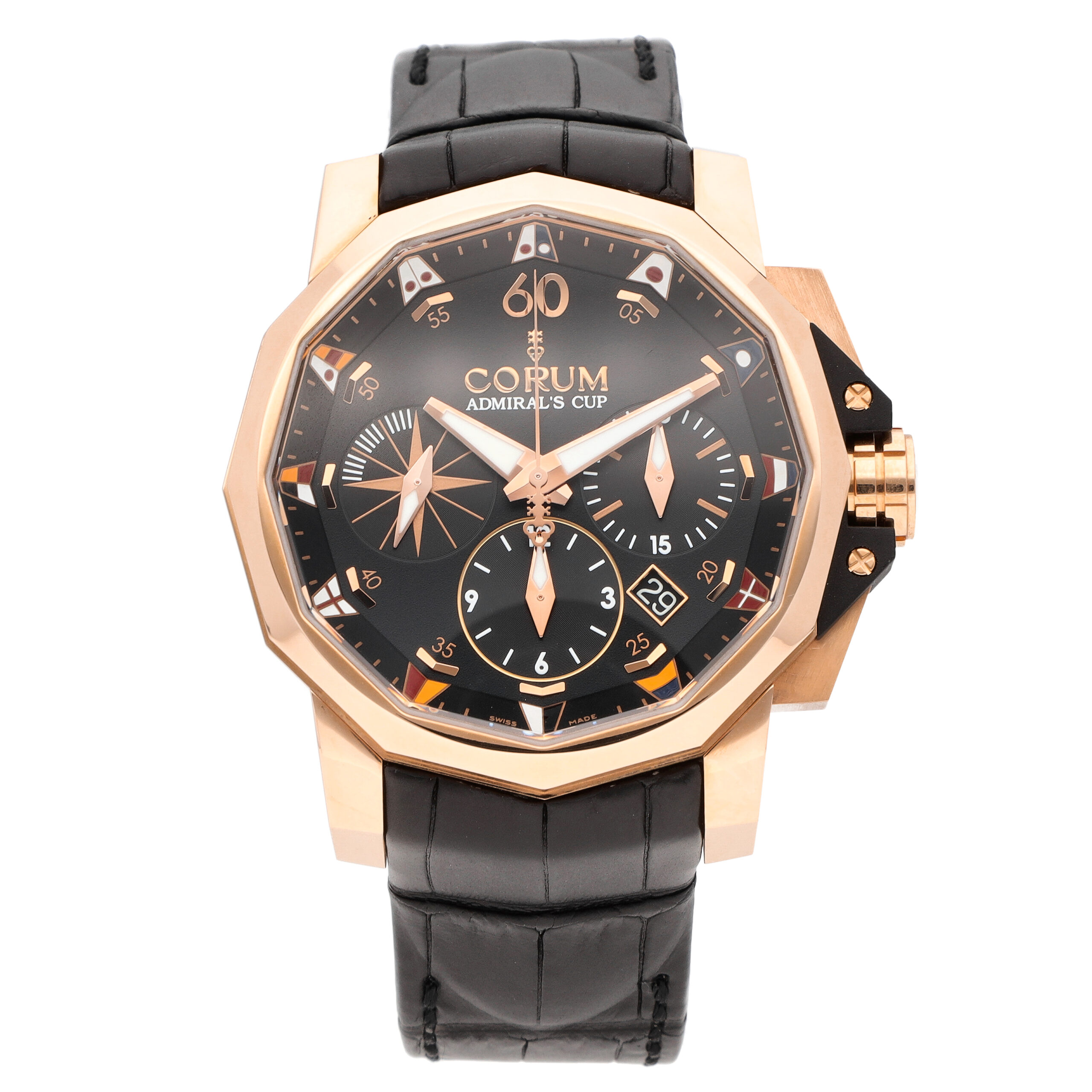 Corum Admiral's Cup 50 Challenger Chrono 18k Rose Gold Men's Watch A753 ...