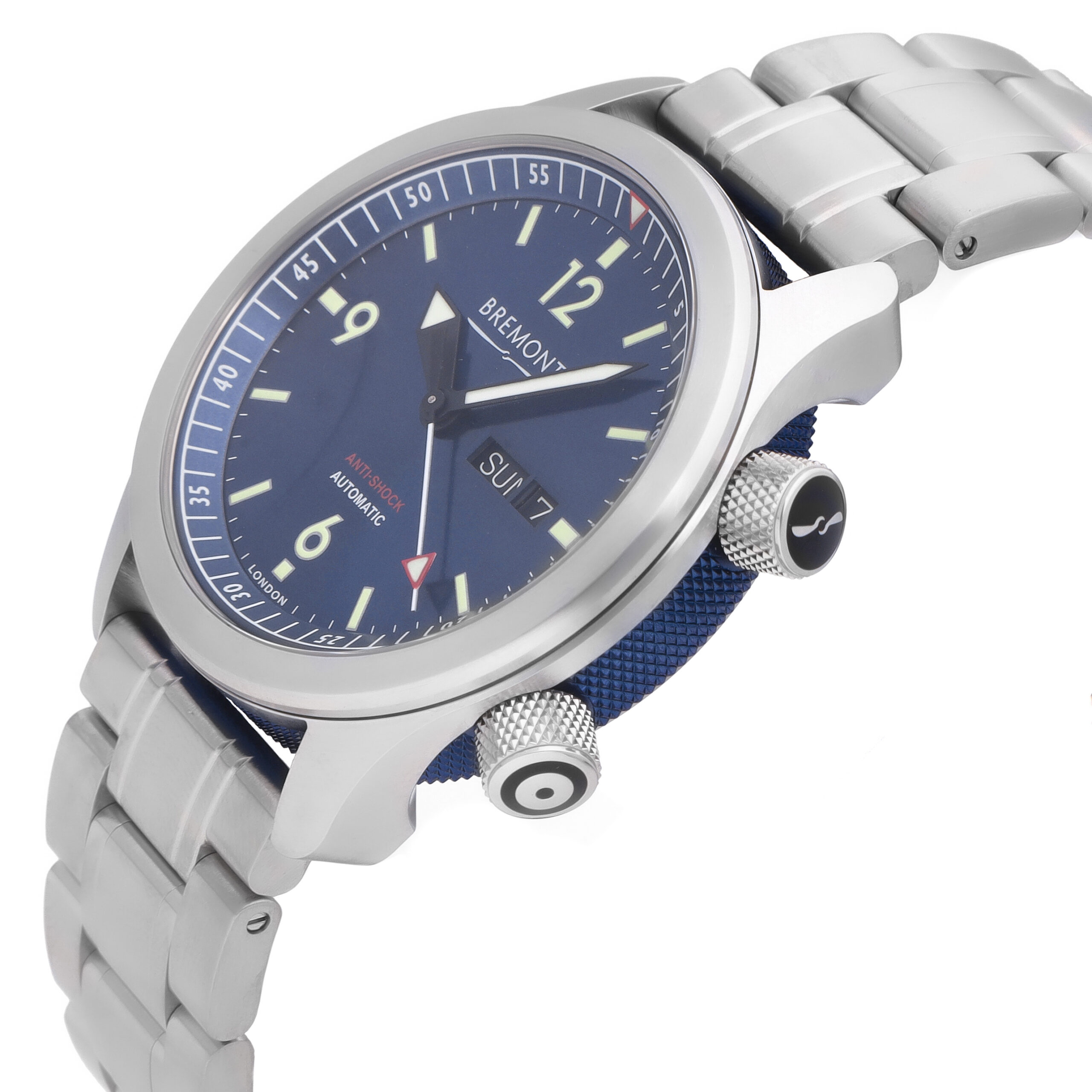 Bremont U-2 Stainless Steel Blue Dial 43mm Automatic Men's Watch U2-BL-B | The Watch Outlet