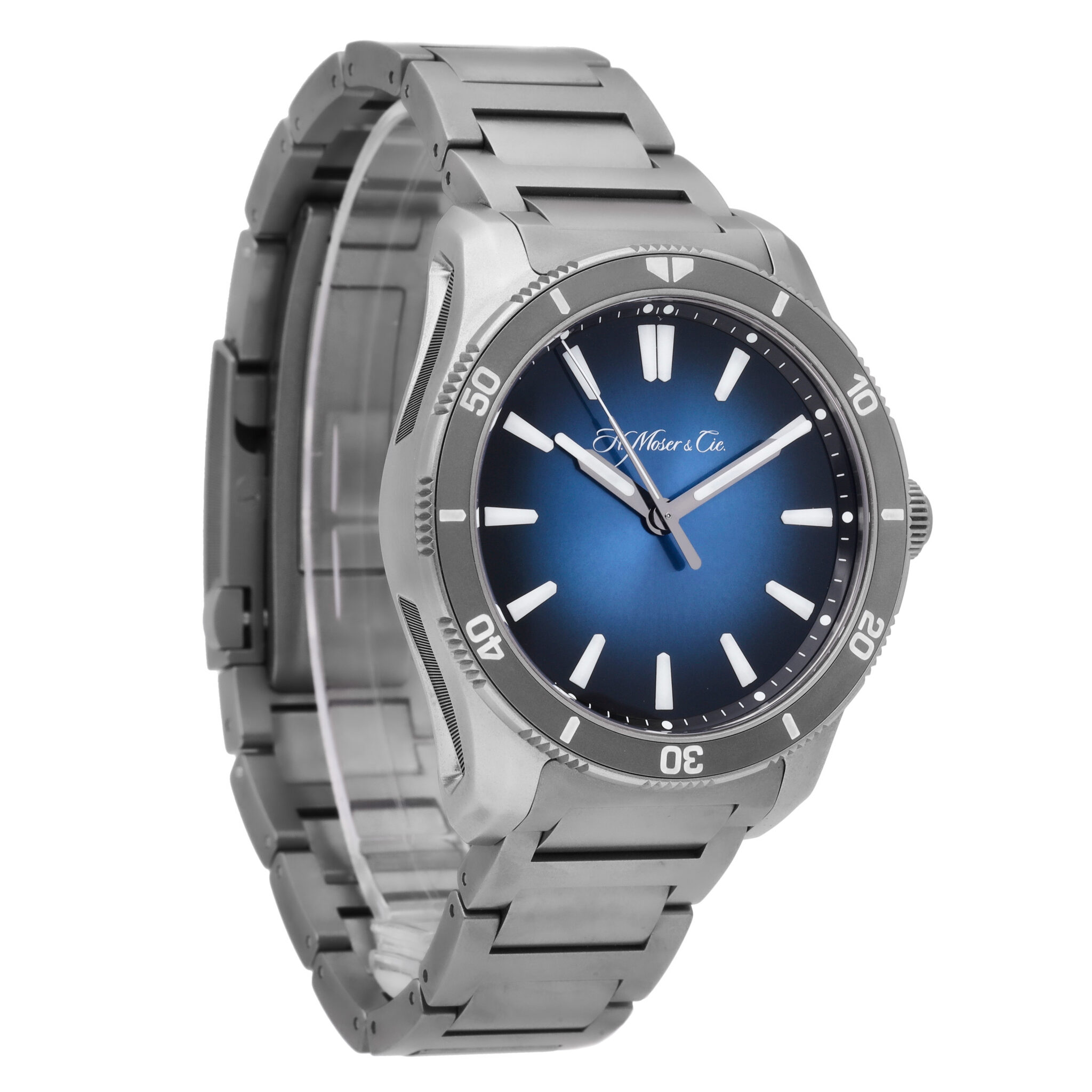 H. Moser & Cie Pioneer Funky Blue Dial Titanium 40mm Men's LE Watch ...