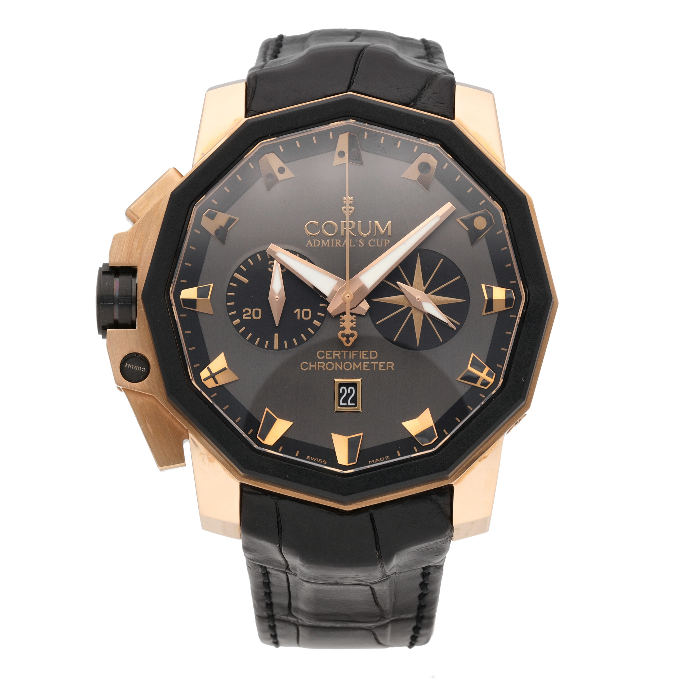 Corum Admiral's Cup Seafender 18k Rose Gold Left Hand 50mm Mens Watch ...