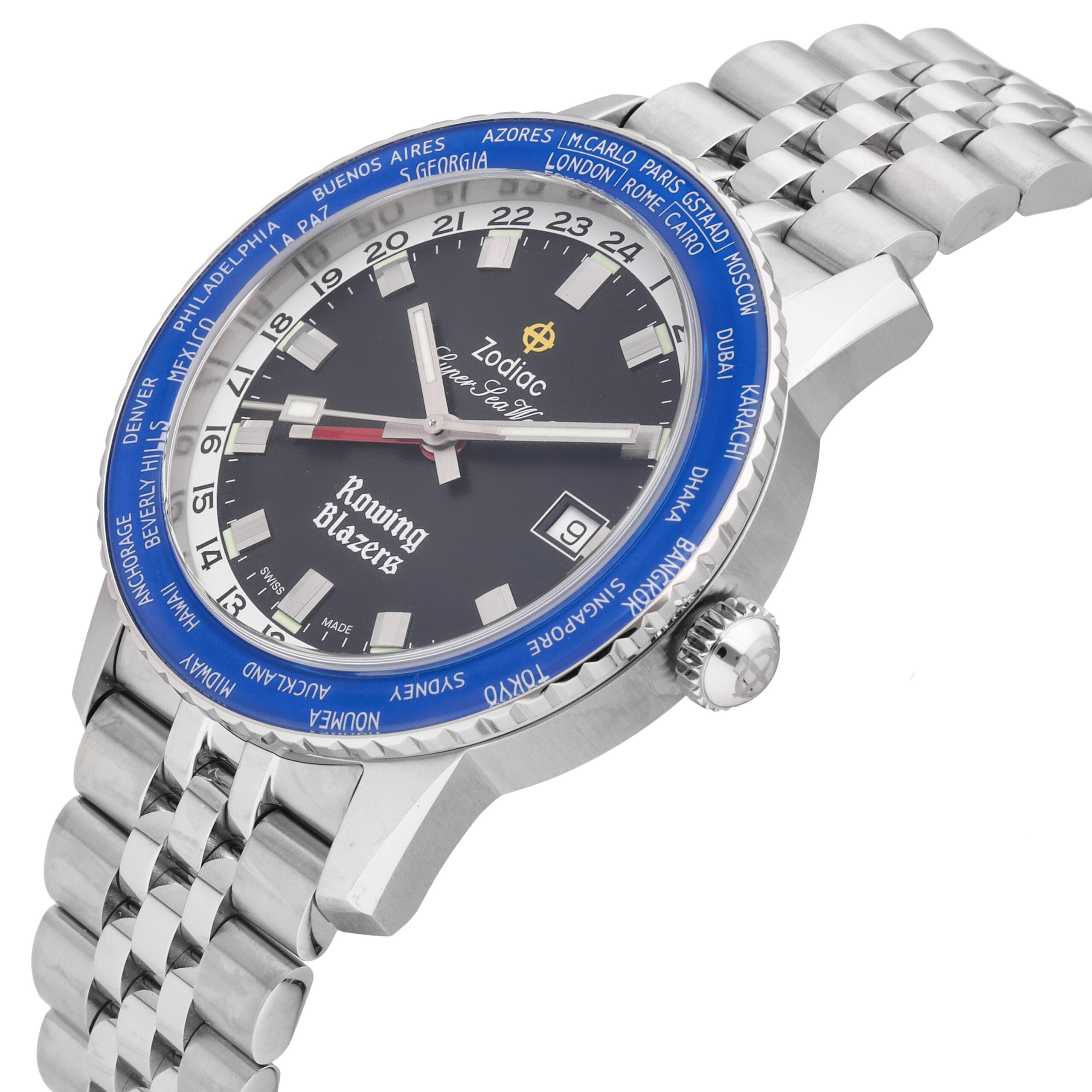 Zodiac X Rowing Blazers Super Sea Wolf GMT World Time Auto 40mm Men's ...